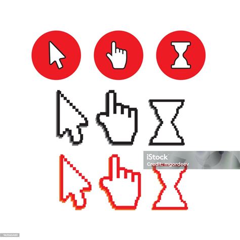Vector Pixel Mouse Cursors Arrow Pointer Icon Stock Illustration
