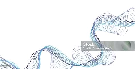 입자 파란색 물결 모양 선 추상 배경 벽지 벡터 일러스트 레이 션 디지털 기술 배너 배경 실 봉제 제품에 대한 스톡 벡터 아트