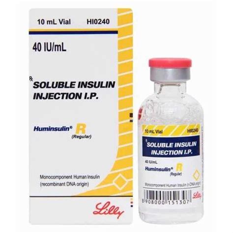 Huminsulin R Vial Soluble Insulin Injection Ip 40 Iu Ml At ₹ 174 Piece In Agra