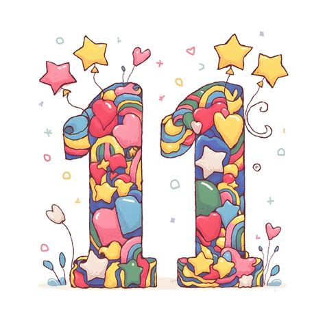 Premium Vector Numeric Digit 11 Vector Illustration Typography Of Number 11 With Playful