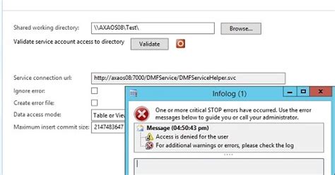 alfasith ax dmf issue access denied for the user