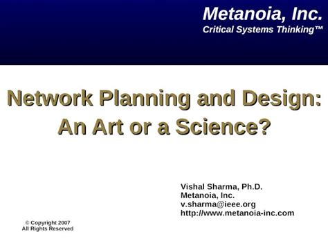 Ppt Network Planning And Design An Art Or A Science Dokumen Tips