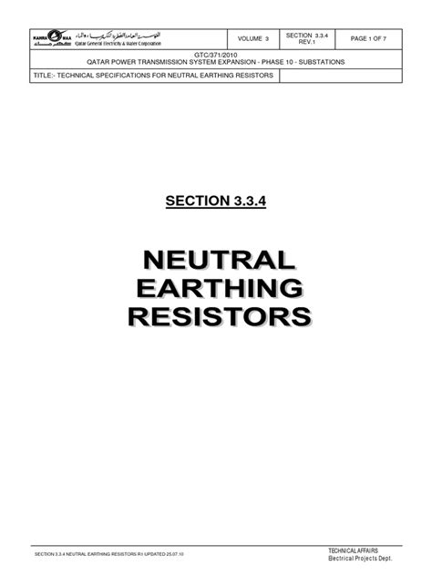 Section 3 3 4 Neutral Earthing Resistors R1 Pdf Resistor Electrical Resistance And Conductance