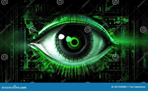 Biometric Authentication Eye Scanning Big Data Cybersecurity Conceptual Green Black Generative