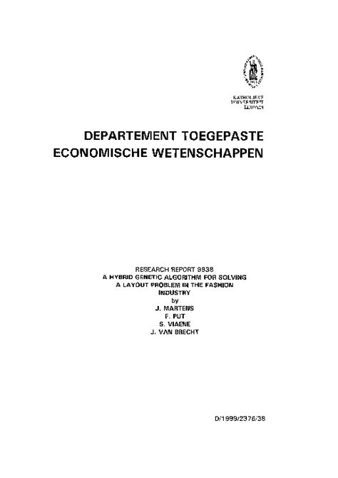 pdf a hybrid genetic algorithm for solving a layout problem in the