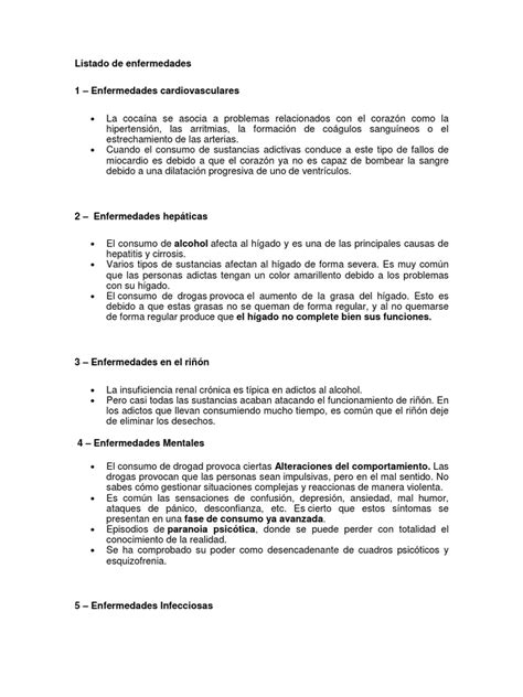 Microsoft Word Listado De Enfermedades Pdf