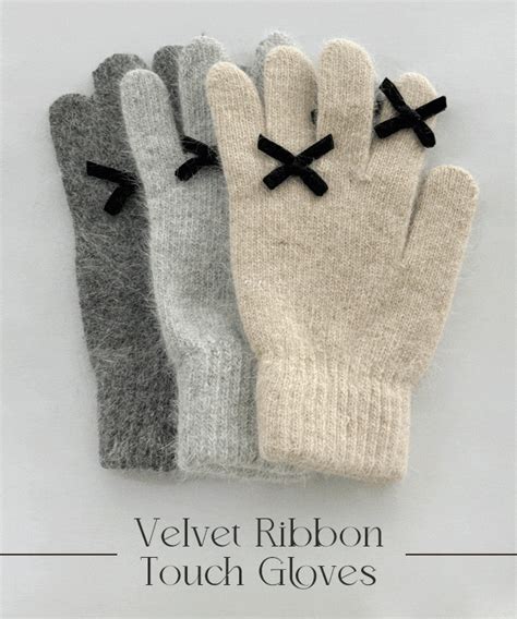 [🎀귀염뽀짝 겨울필수템 노마진이벤트🎀]터치가능 발레코어 귀욤 앙고라 손가락장갑 벨벳 리본 장갑 에이블리