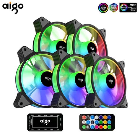 Aigo Ar12 120mm Pc 컴퓨터 케이스 팬 Rgb 히트 싱크 Aura Sync Sata 포트 12cm 쿨러 Argb