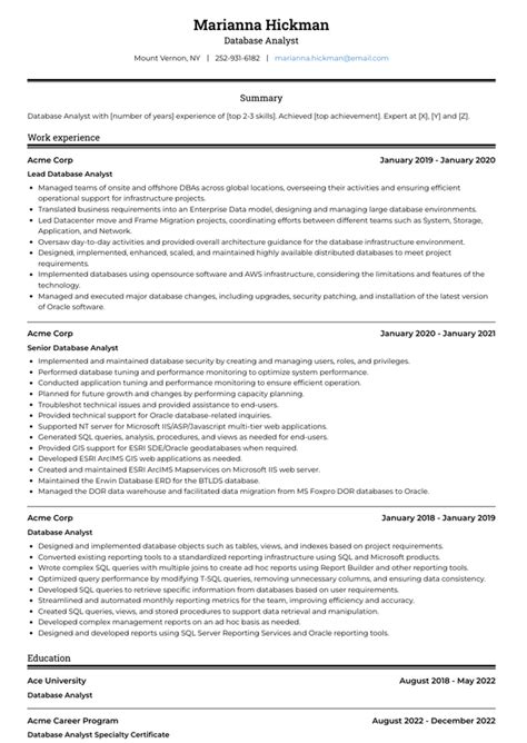 10 Database Analyst Resume Examples That Work