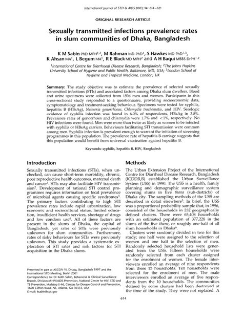 Pdf Sexually Transmitted Infections Prevalence Rates In Slum