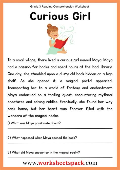 Magical Book Grade 3 Reading Comprehension Worksheet Reading Comprehension Reading