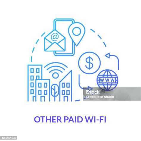다른 유료 와이파이 블루 개념 아이콘 공공 서비스 무료 인터넷 구역 글로벌 통신 도시에서 4g 신호 로밍 아이디어 얇은 선 일러스트 벡터 격리 윤곽선 Rgb 색상 도면 4g