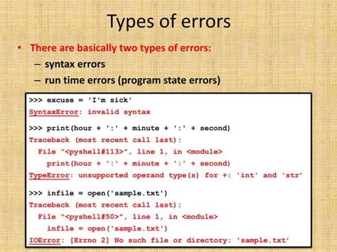 Python Exception Handling Using Try Except Finally Ppt
