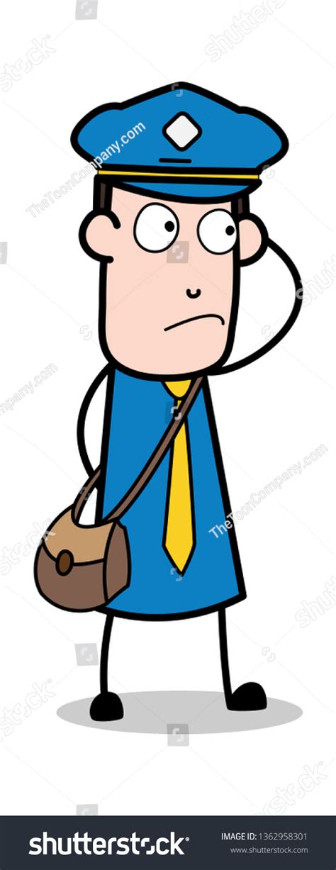 Confused Postman Cartoon Courier Guy Vector Stock Vector Royalty Free