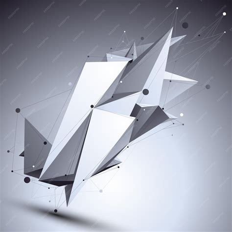 Premium Vector Geometric Monochrome Polygonal Structure With Wire Mesh Modern Black And White