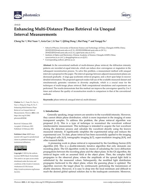 Pdf Enhancing Multi Distance Phase Retrieval Via Unequal Interval
