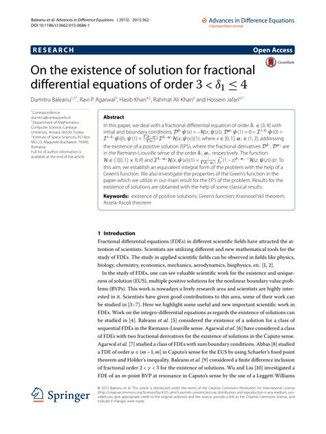 Pdf On The Existence Of Solution For Fractional Differential