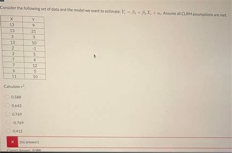 Solved Consider The Following Set Of Data And The Model We Chegg