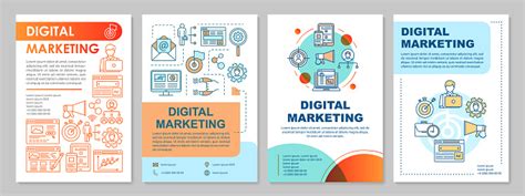 디지털 마케팅 브로셔 템플릿 레이아웃입니다 Smm 타겟팅 전단지 소책자 선형 그림이있는 전단지 인쇄 디자인 잡지 연례 보고서