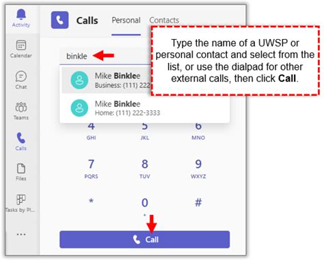 Teams Calls Information Technology UWSP