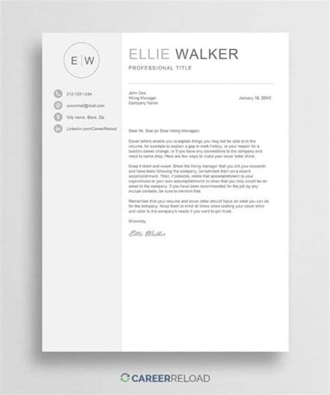 Basic Cover Letter Template Instant Download Career Reload