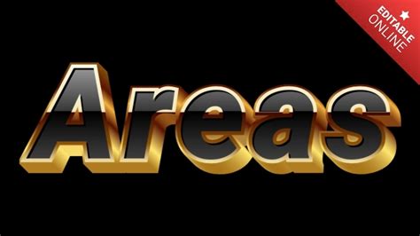 areas black gold 3d text effect generator