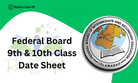 Federal Board 9th And 10th Class Date Sheet 2024 Announced