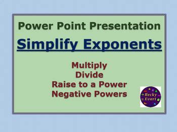 Exponents Powerpoint By Becky Evart Math Resources TPT