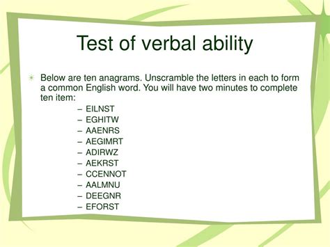 Ppt Test Of Verbal Ability Powerpoint Presentation Free Download Id