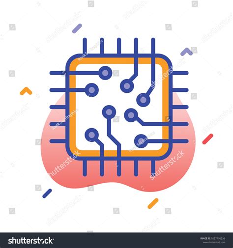 Vektor Stok Processor Microchip Hardware Cpu Fully Editable Tanpa Royalti