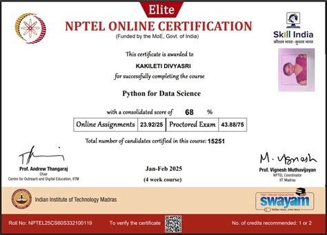 Nptel Python Datascience Onlineeducation Thankful Divya Sri
