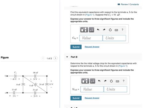 solved review constants find the equivalent capacitance with