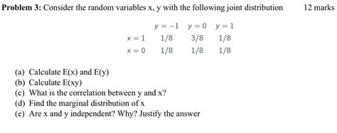 Solved Problem Consider The Random Variables X Y With Chegg