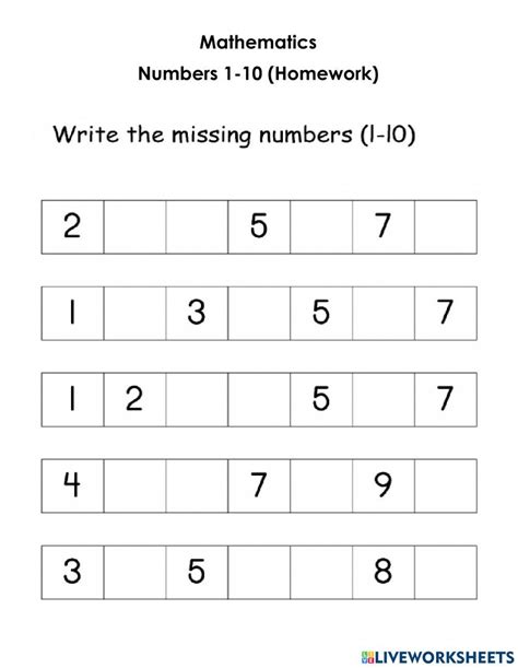 Free Write The Missing Number 1 10 Worksheet Download Free Write The
