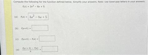 Solved Compute The Following For The Function Defined Below Chegg Com