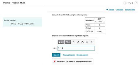 Solved Calculate K At K Using The Following Table Chegg