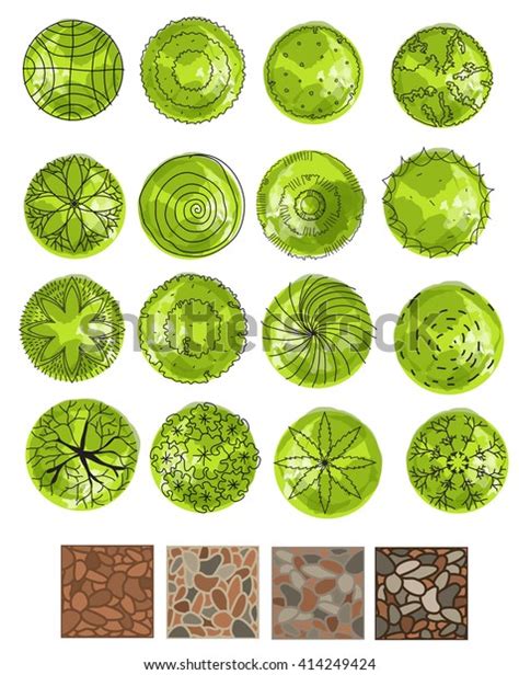 Set Treetop Symbols Architectural Landscape Design Stock Vector Royalty Free