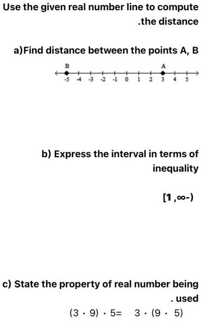 solved use the given real number line to compute the distance a find