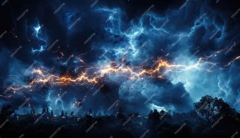premium ai image hit spark lightning blue black bg