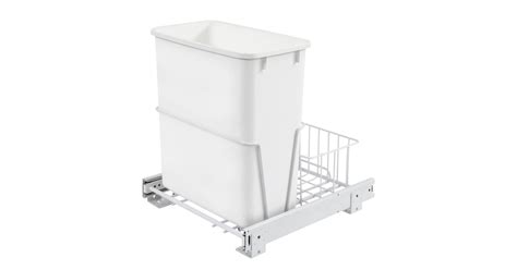 Rev A Shelf RV PB S RV Series Bottom Mount Single Bin Trash Can With Removable Rear Basket