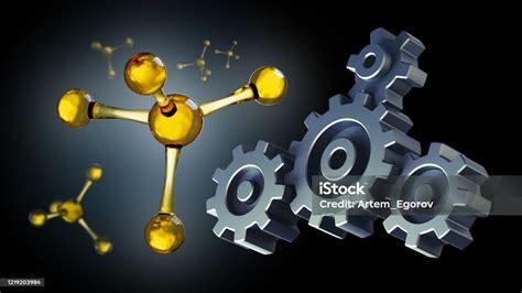 기어의 배경에 기계 오일 분자의 3d 그림 강철에 대한 스톡 사진 및 기타 이미지 강철 개념 공학 Istock