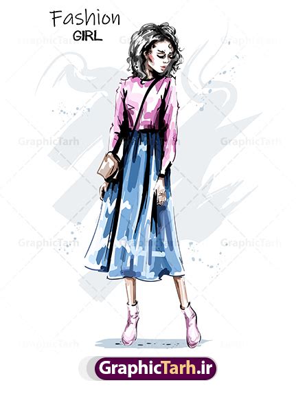 وکتور کارتونی مدل دختر گرافیک طرح