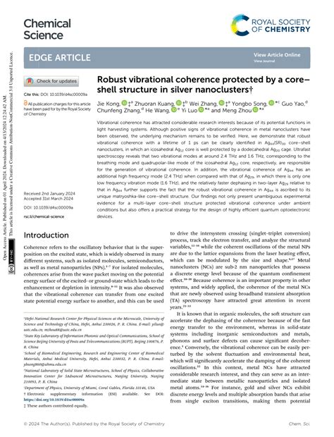 Pdf Robust Vibrational Coherence Protected By A Coreshell Structure