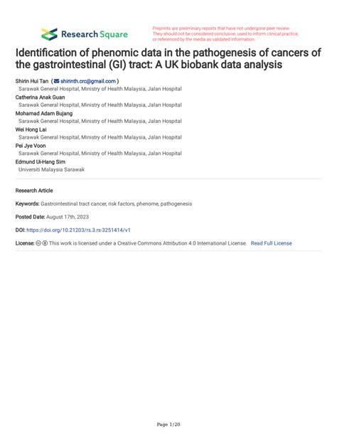 Pdf Identification Of Phenomic Data In The Pathogenesis Of Cancers Of The Gastrointestinal Gi