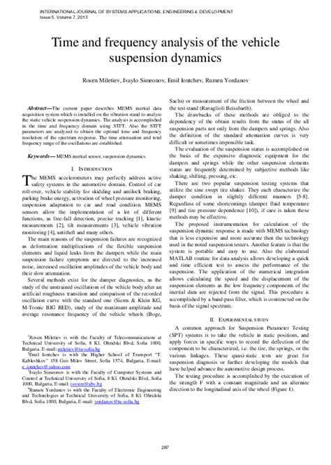 Pdf Time And Frequency Analysis Of The Vehicle Suspension Dynamics