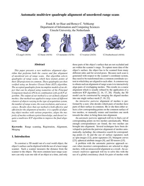 Pdf Automatic Multiview Quadruple Alignment Of Unordered Range Scans