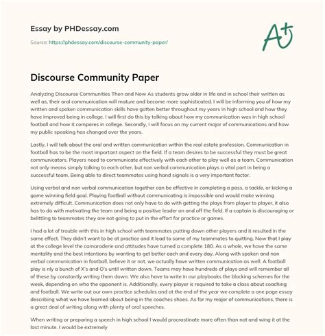 Discourse Community Paper