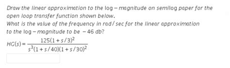 Solved Draw The Linear Approximation To The Log Magnitude Chegg Com