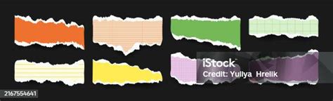찢어진 종이가 구겨진 노트 세트 들쭉날쭉한 가장자리 콜라주 또는 스크랩북을 위한 시트 여러 색상의 프레임과 텍스트 상자를
