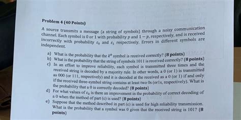 Solved Problem 4 40 Points Source Transmits A Message A